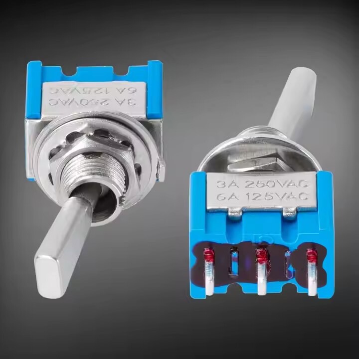 3PCS SPDT Mini Toggle Switch On/On Flat Bat Lever 6A/125VAC MTS-102 ...