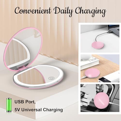 Compact Mirror with Light, 1X/3X Magnification LED Pocket Mirror with ...