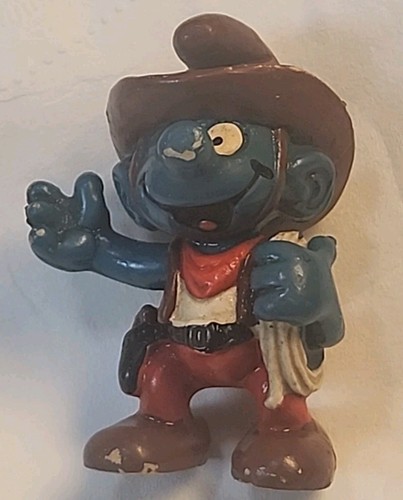Vtg "COWBOY SMURF" - Schleich Smurfs Toy Peyo - Hong Kong - 1981 | eBay