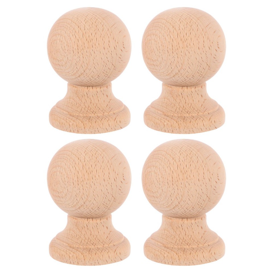 4pcs Wood Finials: Furniture Unfinished Wooden Bed Post Caps - Carved ...