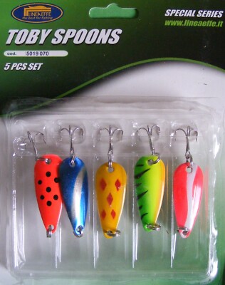 Lineaeffe Coloured Toby Spoons Fishing Lures Set - Pike Trout Spinners ...