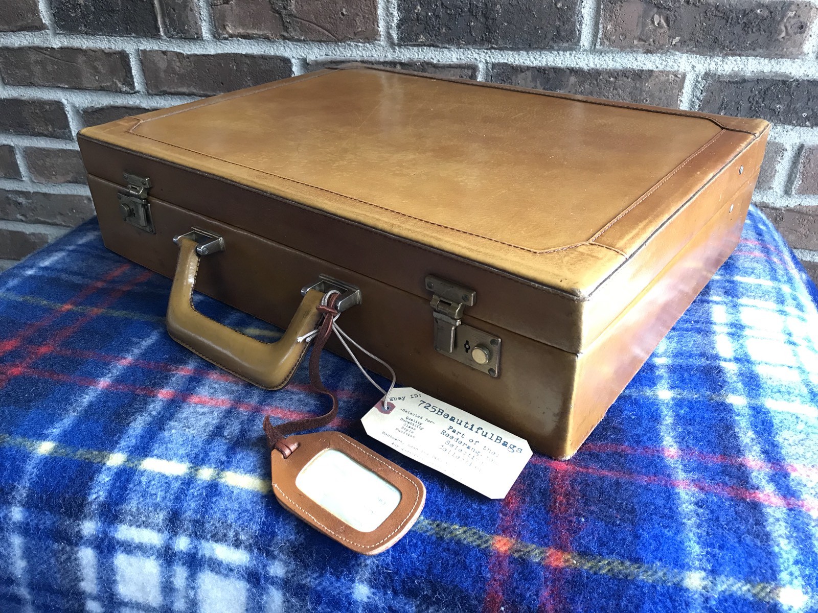 RARE VINTAGE 1970’s BRITISH TAN ROMANIAN BELTING LEATHER BRIEFCASE BAG ...