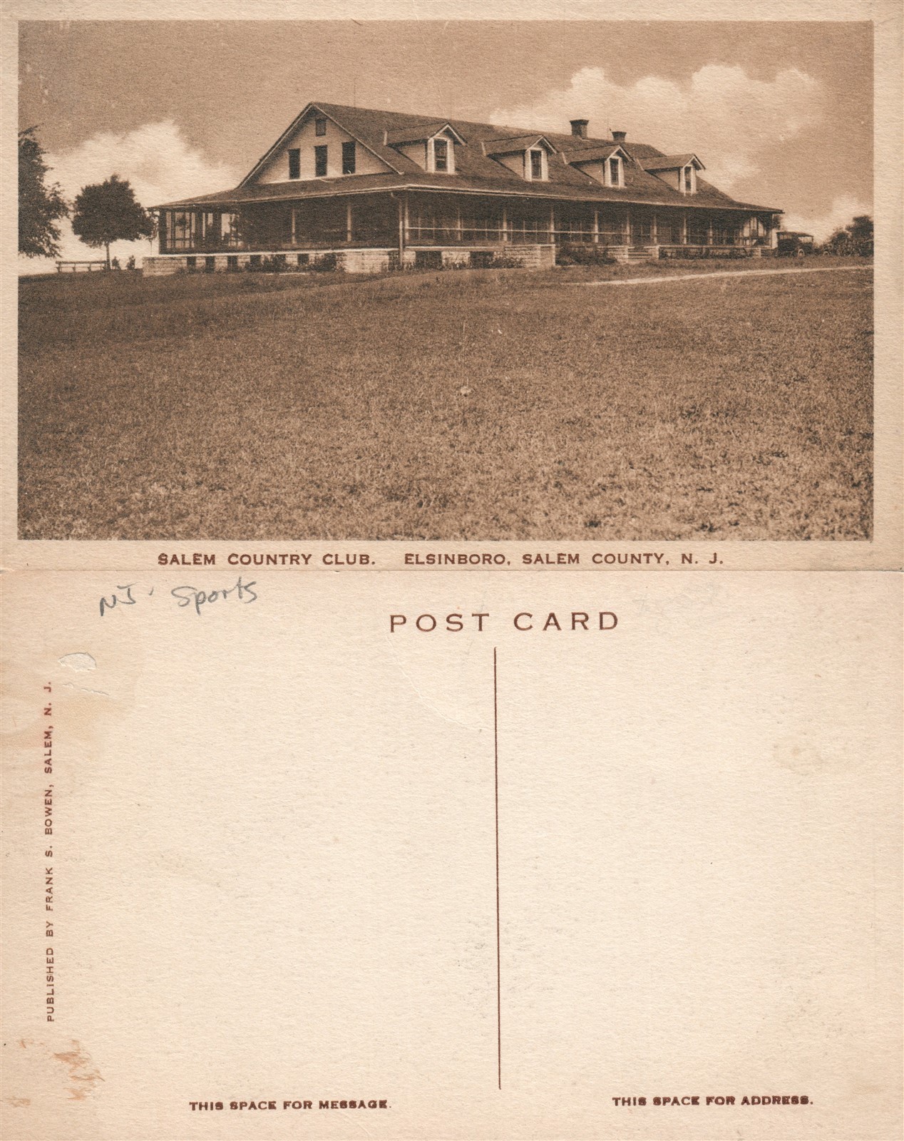 ELSINBORO SALEM COUNTY N.J. COUNTRY CLUB ANTIQUE POSTCARD | eBay