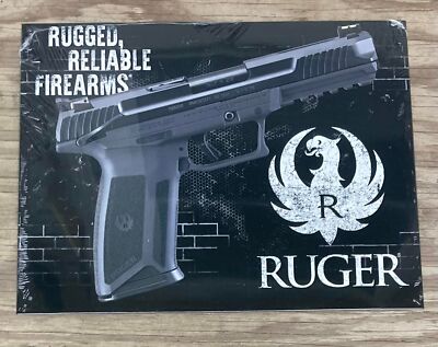 Ruger Rugged Reliable Firearms TIN SIGN metal poster garage bar black ...