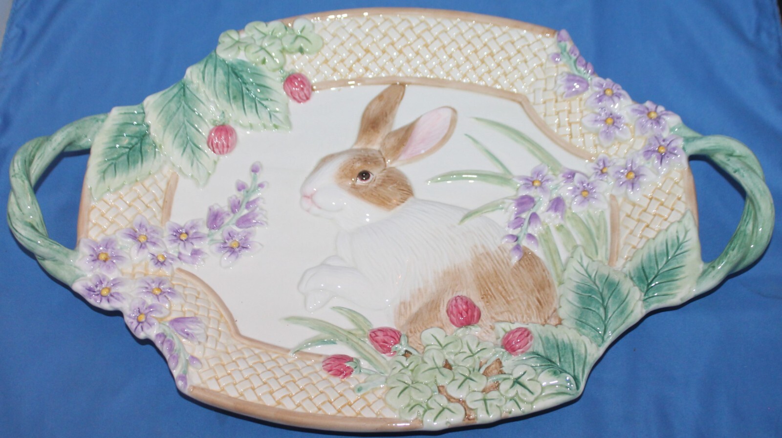 Fitz and Floyd Essentials Botanical Bunny Easter Canape Plate Ceramic ...
