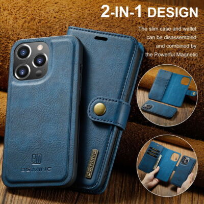 2-in-1 Removable Magnetic Flip Leather Card Wallet Case Cover For Cell ...