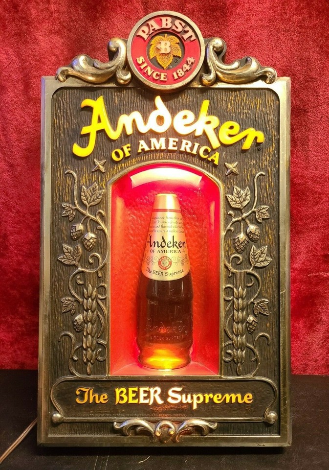 "PABST BLUE RIBBON" lighted beer sign - Andeker "The BEER Supreme ...