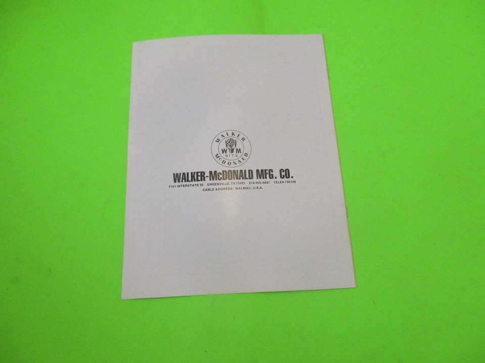 WALKER MCDONALD ROTARY BITS FOR DRILLING BROCHURE BOOKLET OIL GAS ...