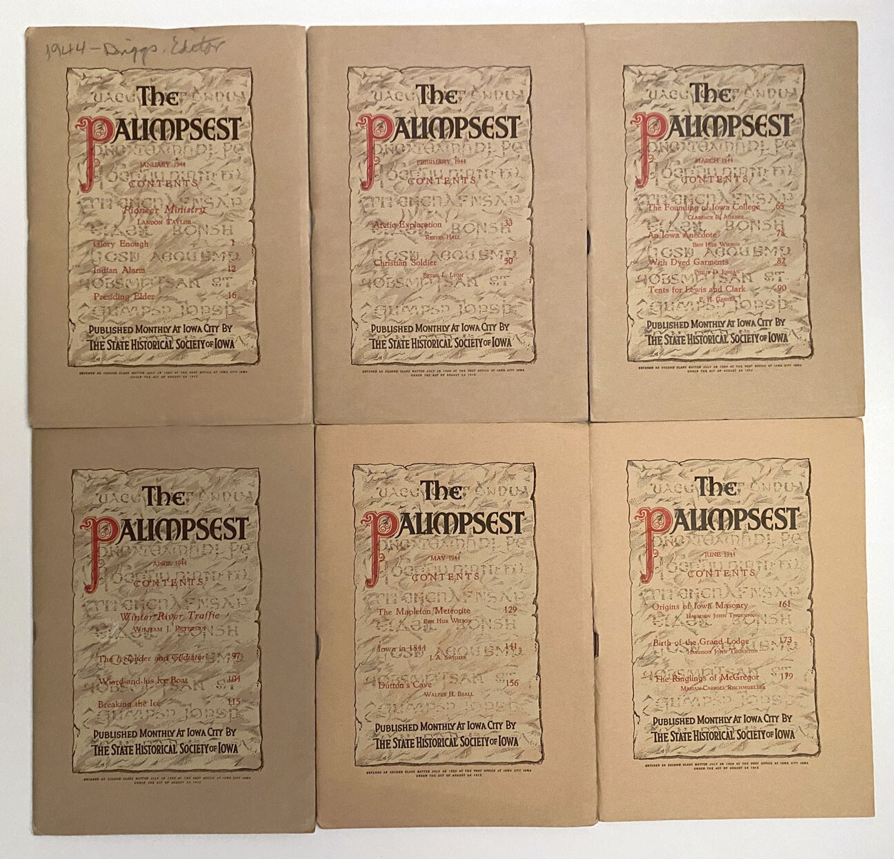Lot Of 6 Palimpsest Iowa History Magazines January 1944 - June 1944 | eBay
