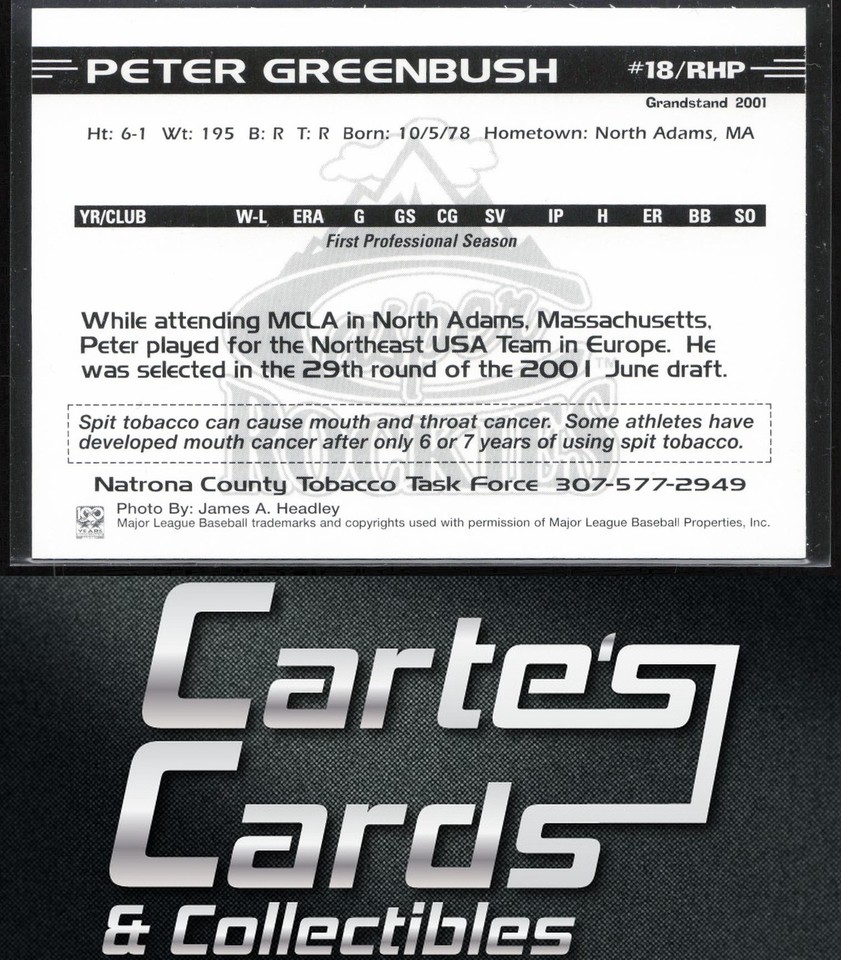 Peter Greenbush 2001 Grandstand Casper Rockies #18 Casper Rockies | eBay