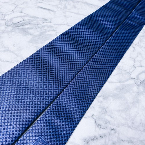 Louis Vuitton Damier Micro LV Logo Blue Tie Unused Slim Condition S | eBay