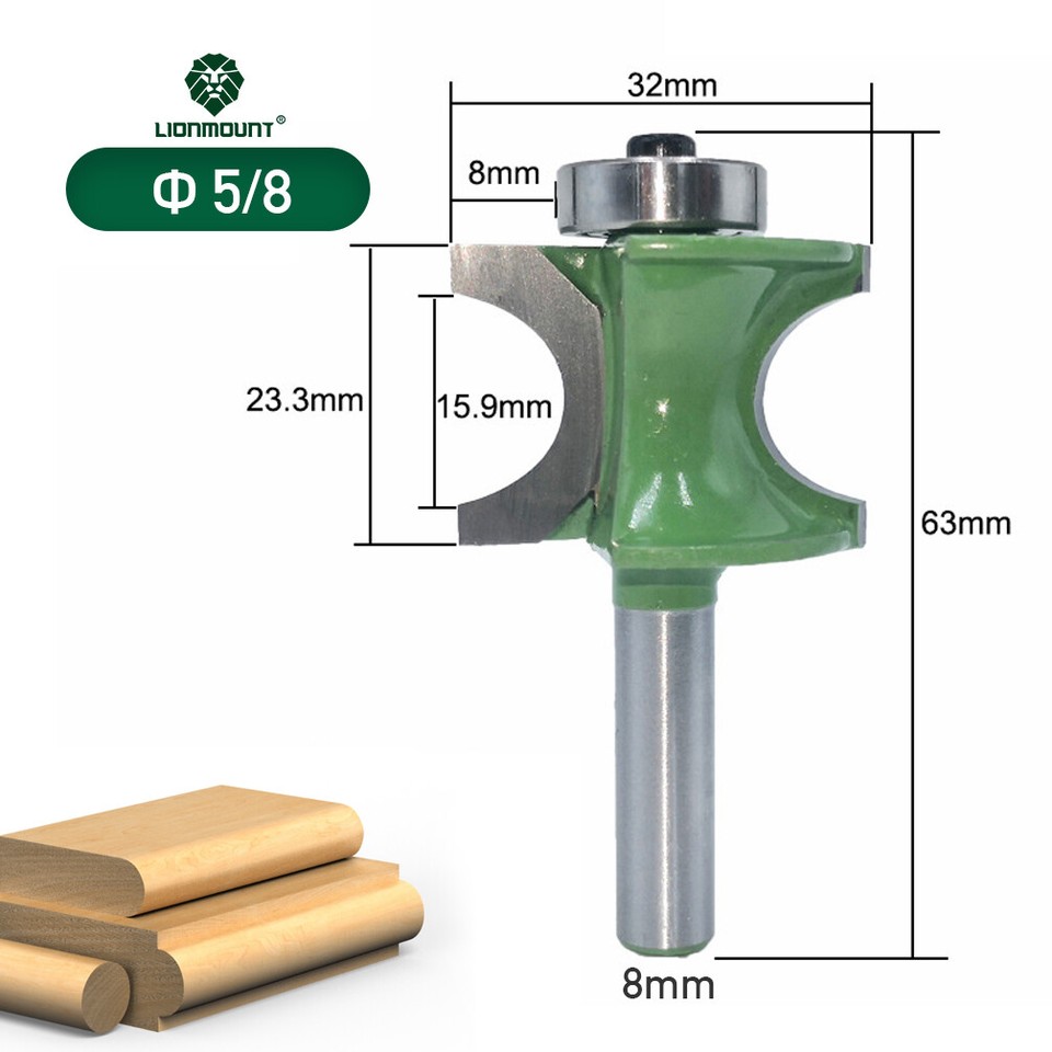 8mm Shank Bullnose Router Bit Set Bead Edge Moulding Profile Dowels ...