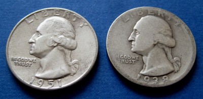 USA Silver Quarters – 1938 & 1951 – 25 Cents Each | eBay