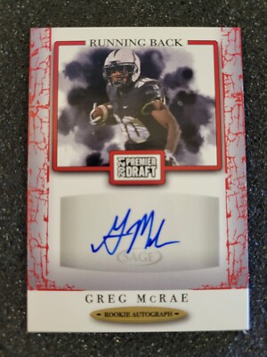 Greg McRae 2021 SAGE PREMIER DRAFT ROOKIE RC AUTO #A62 CENTRAL FLORIDA ...