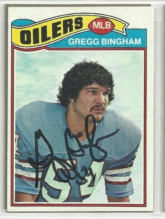 GREGG BINGHAM 1977 TOPPS SIGNED CARD HOUSTON OILERS FOOTBALL AUTOGRAPH ...