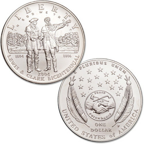 (1) 2004 P Lewis & Clark $1 Silver Dollar Commemorative MS/UNC Coin w ...
