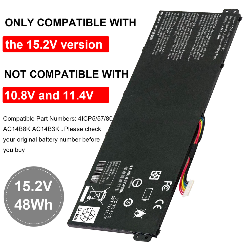 AC14B8K Battery for Acer Aspire ES1-511 ES1-512 V3-371 V3-111 E5-771G ...