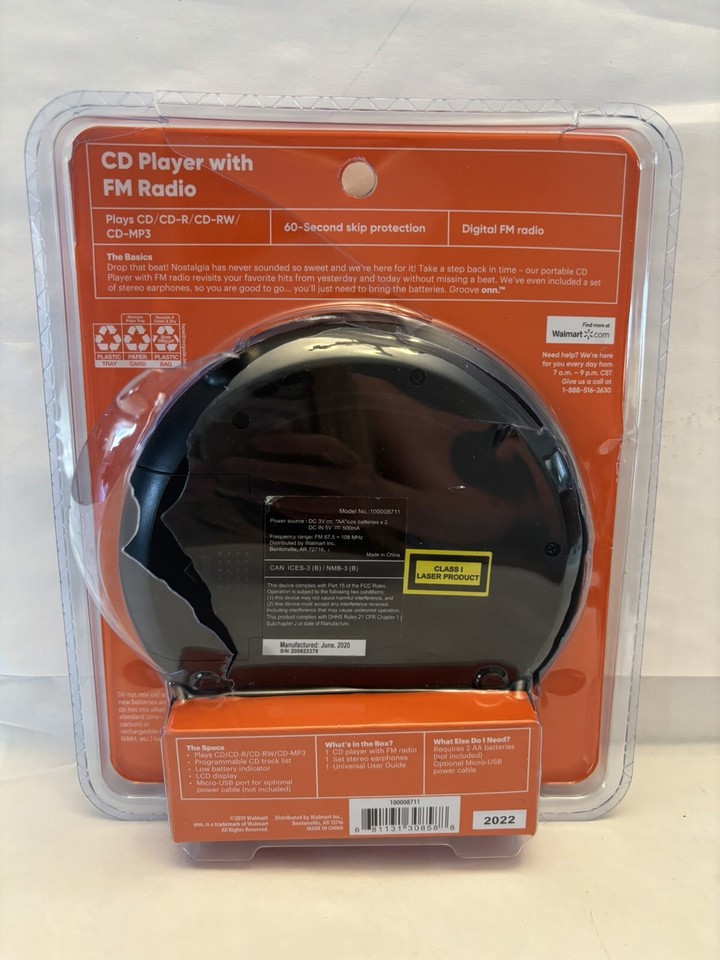 GROOVE ONN PERSONAL CD PLAYER WITH FM RADIO NEW OPEN BOX 681131308588 ...