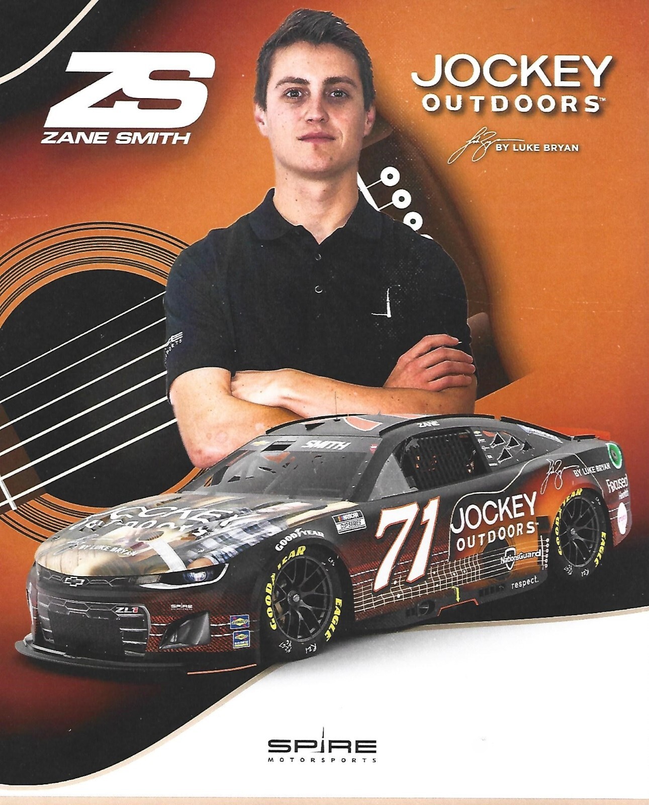 2024 ZANE SMITH "JOCKEY OUTDOORS BY LUKE BRYAN" #71 NASCAR CUP SERIES ...
