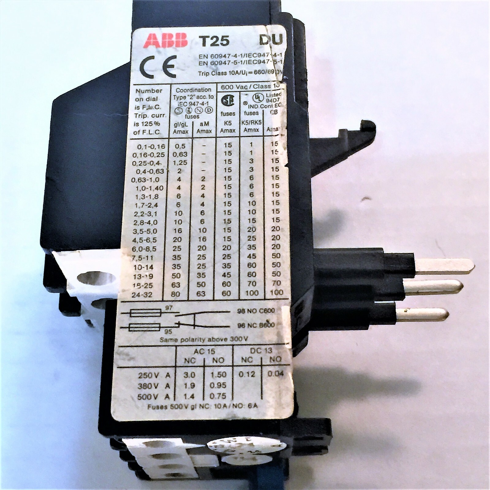 ABB T25 DU 1.4 THERMAL ADJUSTABLE OVERLOAD RELAY 1-1.4A RANGE | eBay
