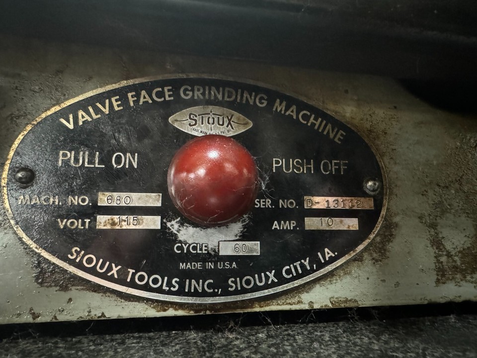 Sioux 680 Valve Face Grinding Machine- local pickup! | eBay
