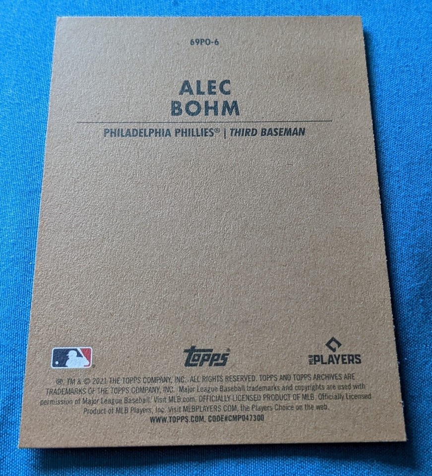 2021 Topps Archives Alec Bohm Peel Off Insert Philadelphia Phillies | eBay