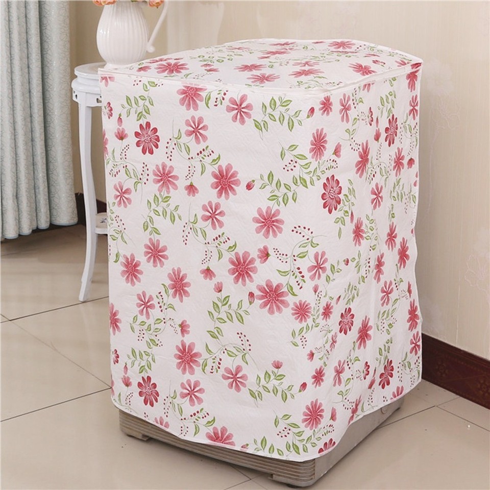 Waterproof Washing Machine Cover Dust Proof Dust Cover With Red Flower ...