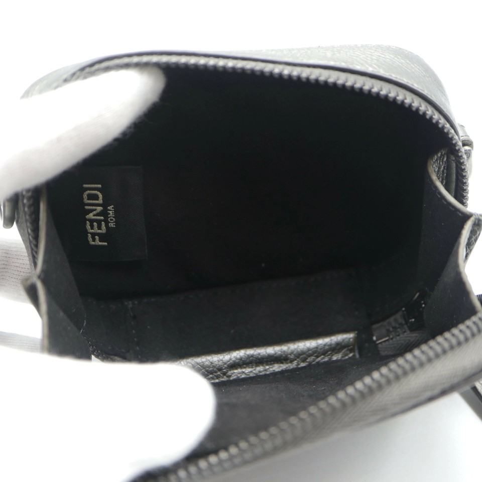 Fendi 7M0344 Mini Shoulder Camera Bag Silver Leather Unisex Crossbody ...