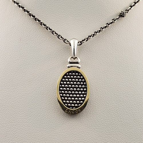 Lagos Caviar 925 Silver 18k Yellow Gold Two Tone Oval Disc Pendant ...