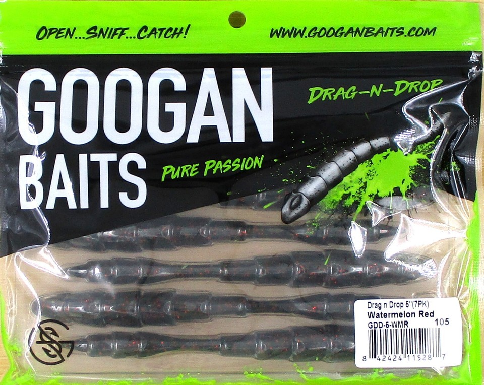 (6) Packs Googan Squad 5" Drag N Drop Worm Watermelon Red Brand New In ...