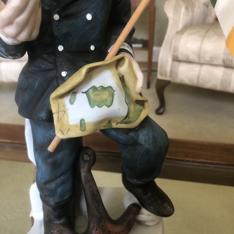 Vintage Bisque Porcelain Sea Captain with Map and Pipe Figurine - 14 ...
