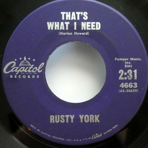 Rusty York 45 That's What I Need / Tout Comme Vous Capitol Ado Country ...