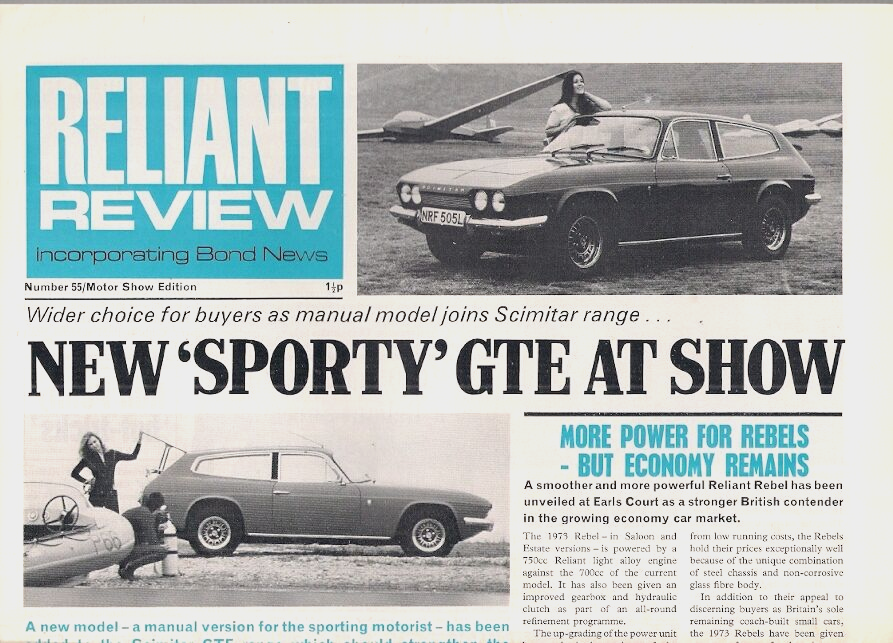 Reliant Review No55 Motor Show 1972 UK Market Brochure Rebel Scimitar ...