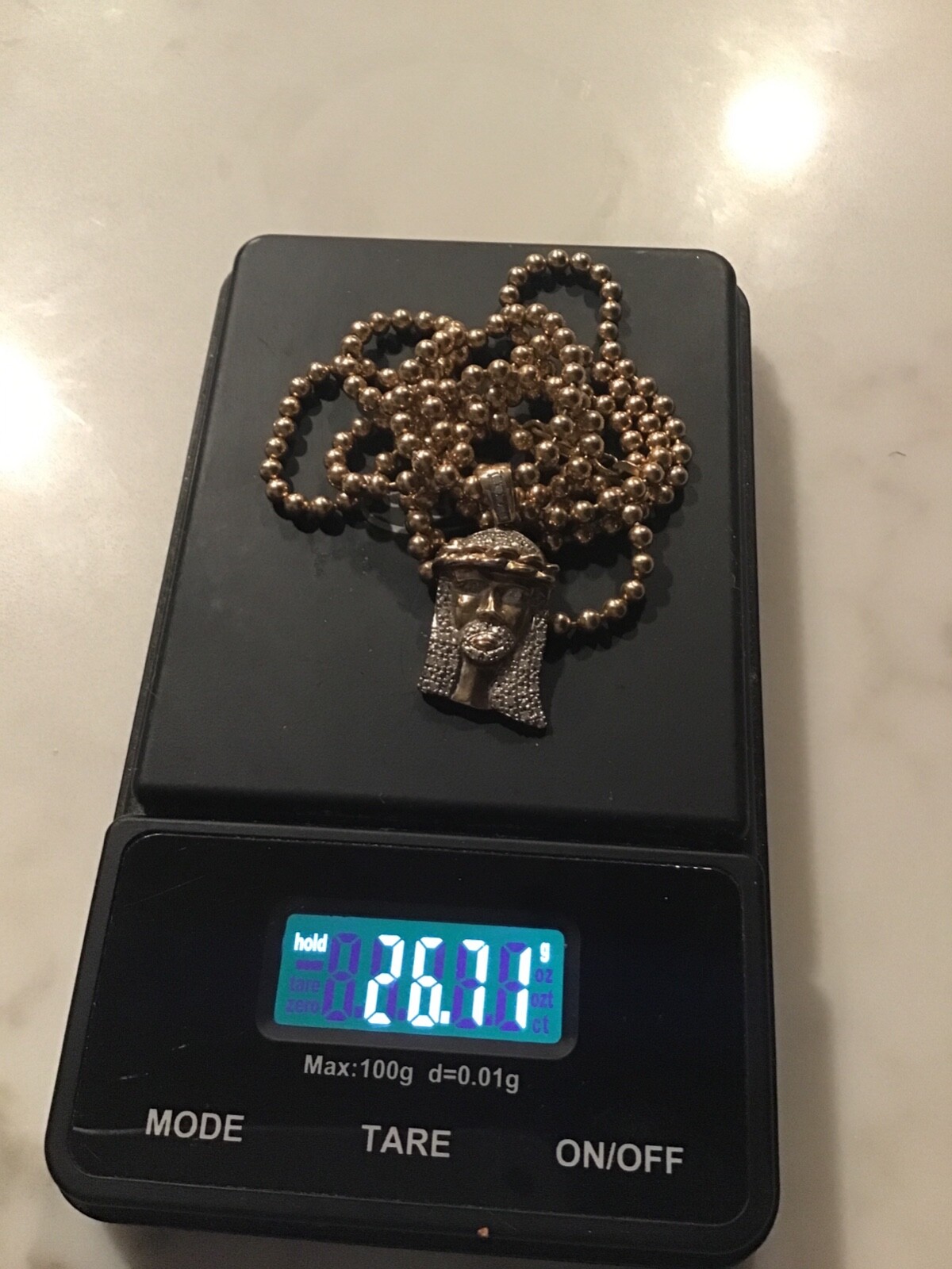 Real 10k Gold Rope Chain with Diamond Jesus Head Pend… - Gem