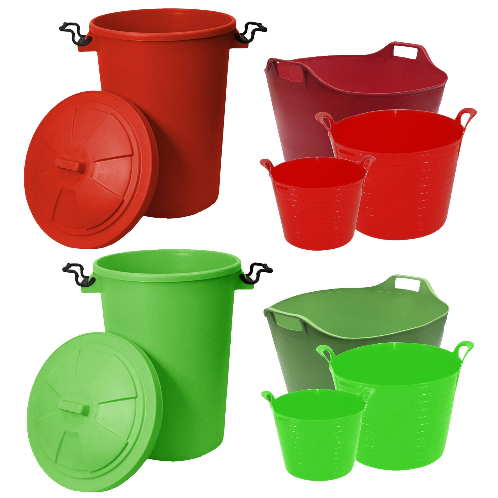 50L Dustbins Kitchen Garden 20L 40L 75L Flexi Storage Tubs - Red Lime ...
