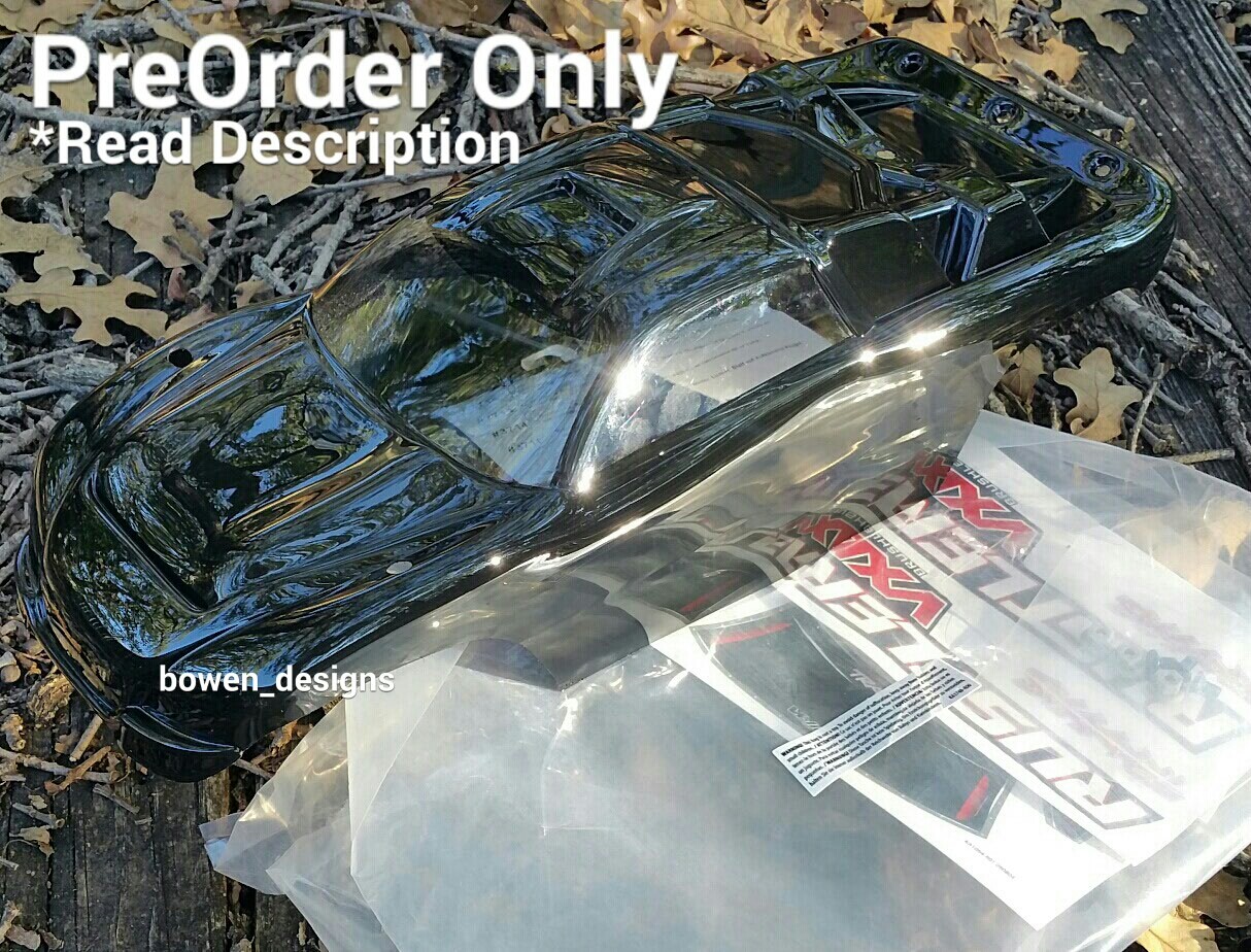 Traxxas Custom Painted RC Body Shell Rustler VXL XL5 Tamiya Black Clear ...