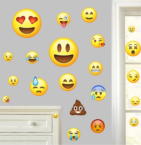 Pack de 22 emoji - autocollants d'art mural émoticône emojis visages ...