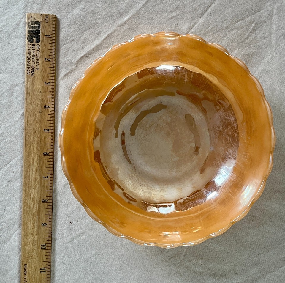 Vintage Orange / Peach LUSTER WARE Bowl - Iridescent Beaded Design | eBay
