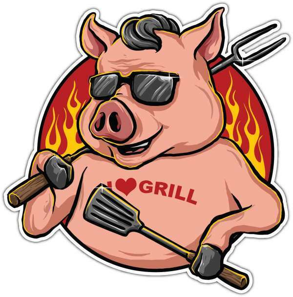 I Love Grill Pig Pork Bacon Car Bumper Window Sticker Decal 4.6" | eBay