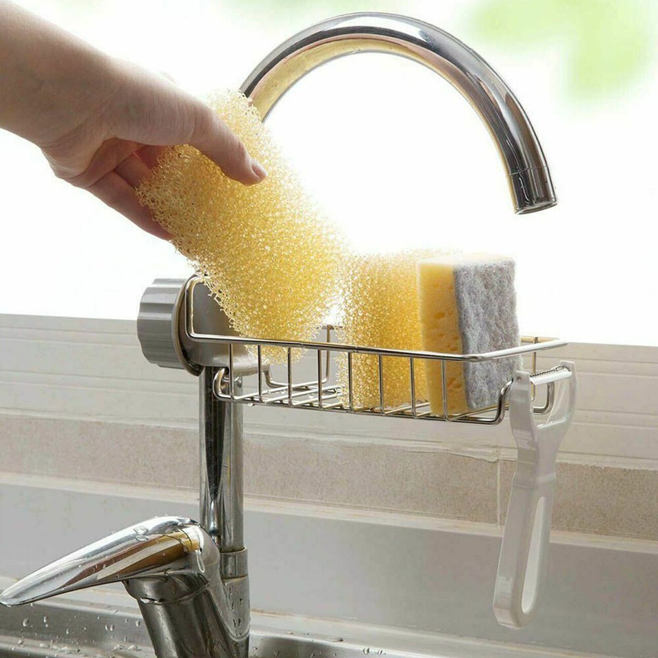 Home Kitchen & Bathroom Faucet Sink Sponge Hanging Tap Storage Holder ...