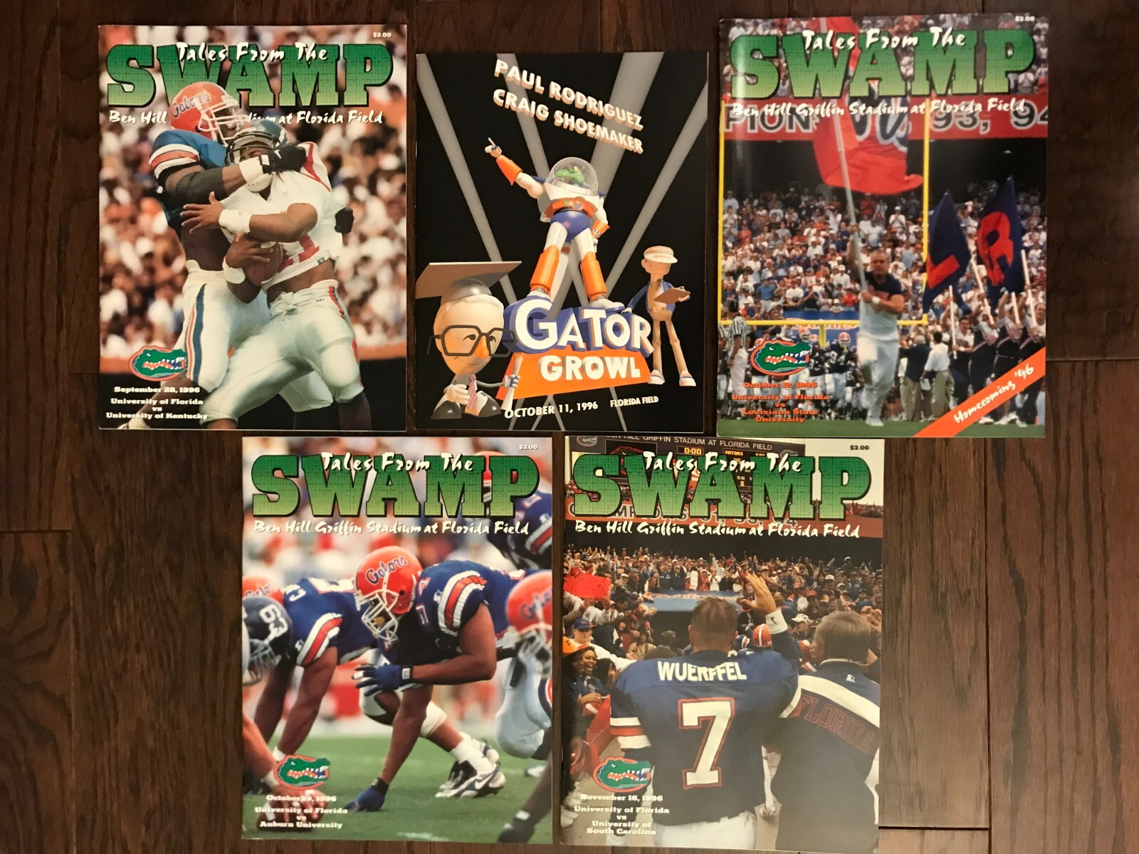 UF Florida Gators Football Program Lot 1996 Swamp Gator Growl Wuerffel ...