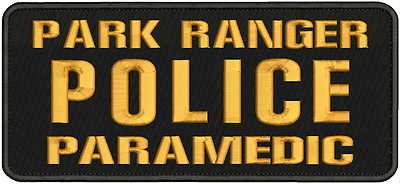 PARK RANGER POLICE PARAMEDIC Emb Patch 4.75X11 hook on back gold | eBay