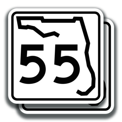FLORIDA STATE ROAD 55 DECAL 2 Stickers Highway Sign Bogo Road Route Car ...