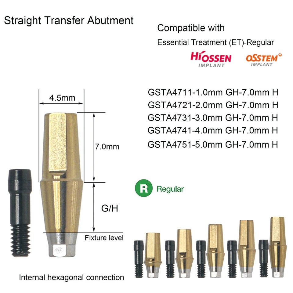 US Oss Hiossen TS Abutment Straight Ti Cemented Dental Abutment Fit ...