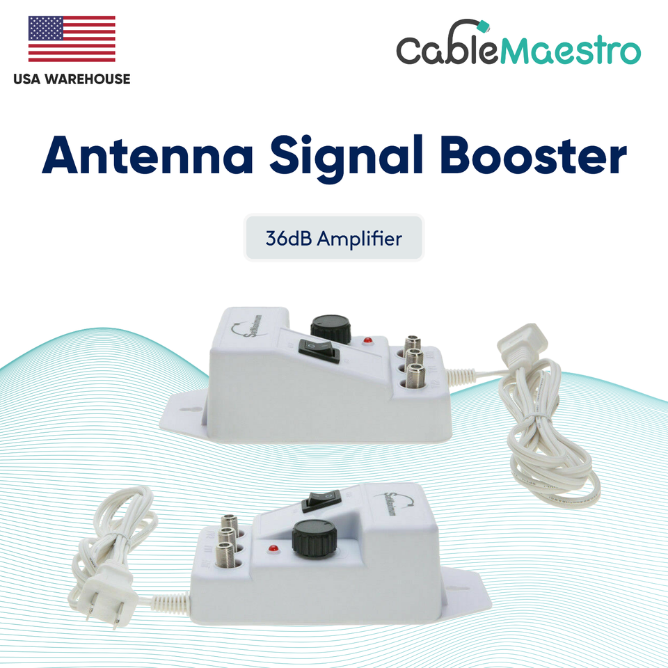 Antenna Signal Booster 36dB Cable TV Amplifier HDTV AMP Range Extender ...