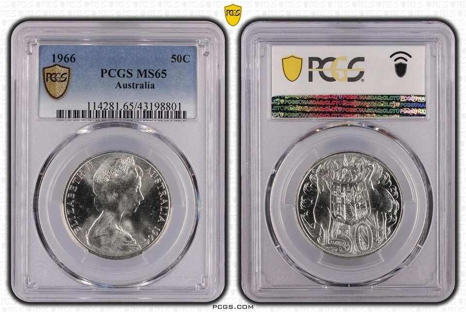 Australia 1966 Round Silver 50c Coin PCGS MS65 #8801 | eBay