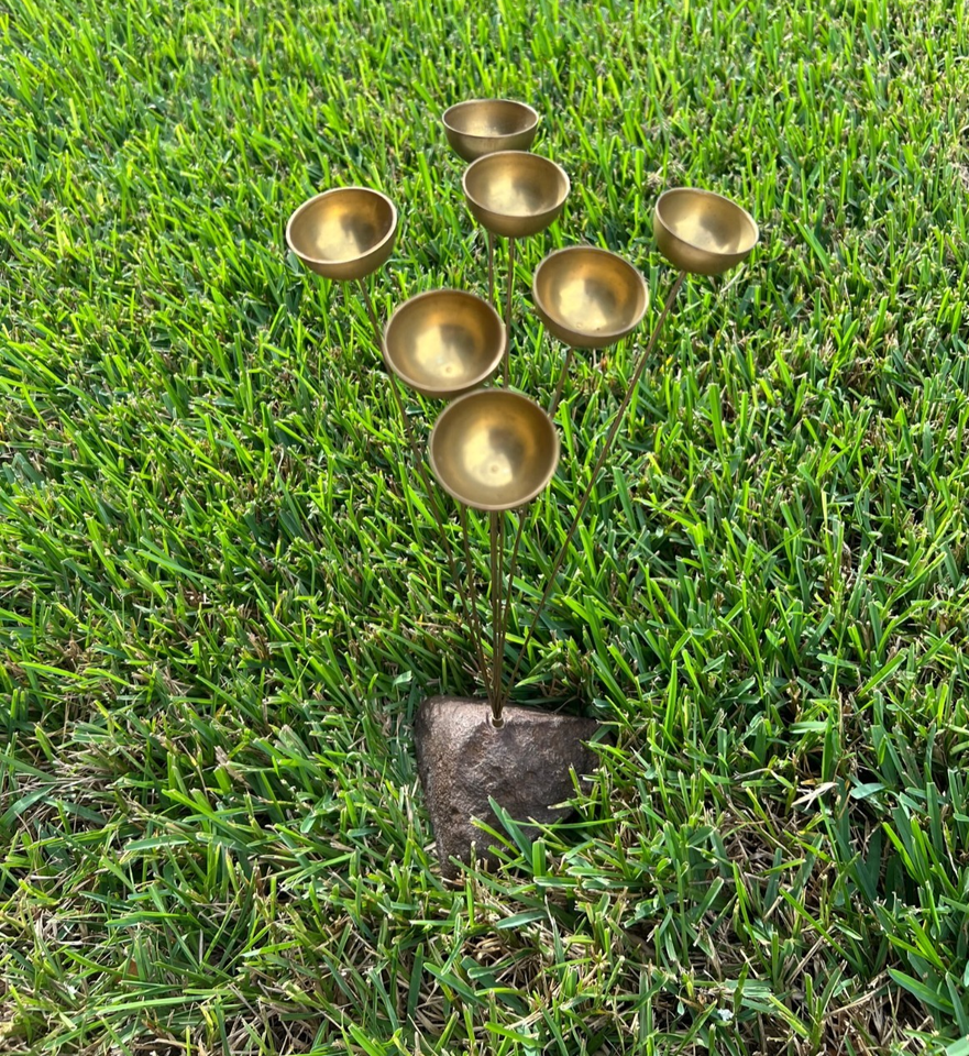 VTG. WOODSTOCK GARDEN WIND CHIME BELLS BRASS ARTW/ ROCK KINETIC MCM 20 ...