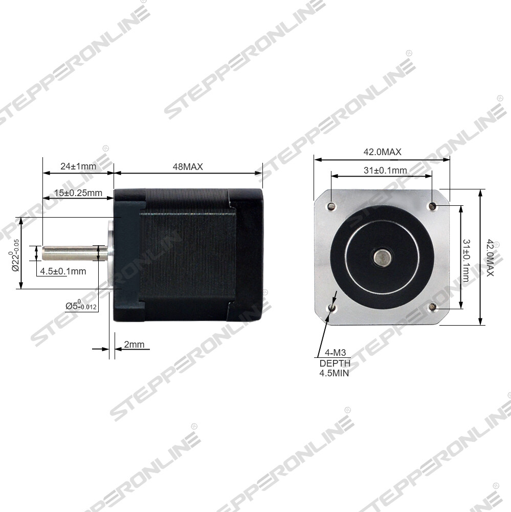 STEPPERONLINE Nema17 Stepper Motor 59Ncm 2A w/1m Cable & Connector ...