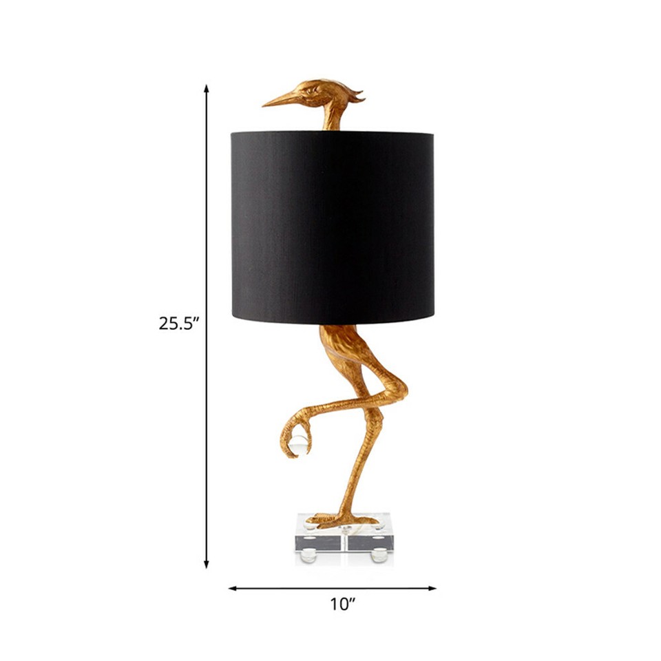 Modern Creative Gold Ostrich Table Lamp Art Deco Drum Shade Bedroom ...