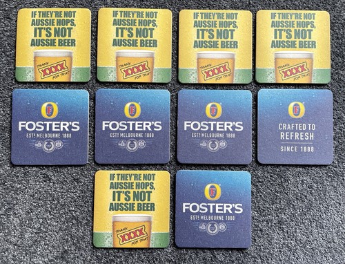 10 x Fosters + Castlemaine XXXX Beer Mats - Home Bar / Home Pub ...